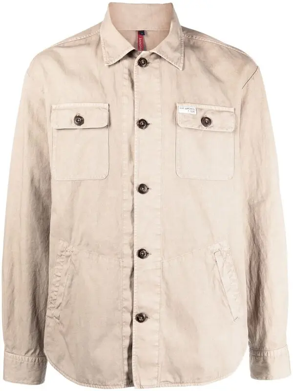 FAY Button-down Shirt Jacket - Neutrals