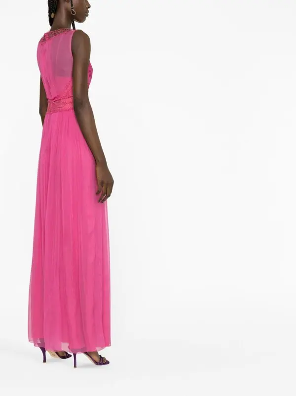 Alberta Ferretti Cornely Embroidered Silk Maxi Dress