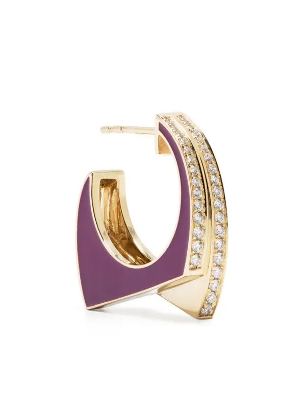 RAINBOW K 9kt Yellow Gold Handcuff Diamond Earring - Purple