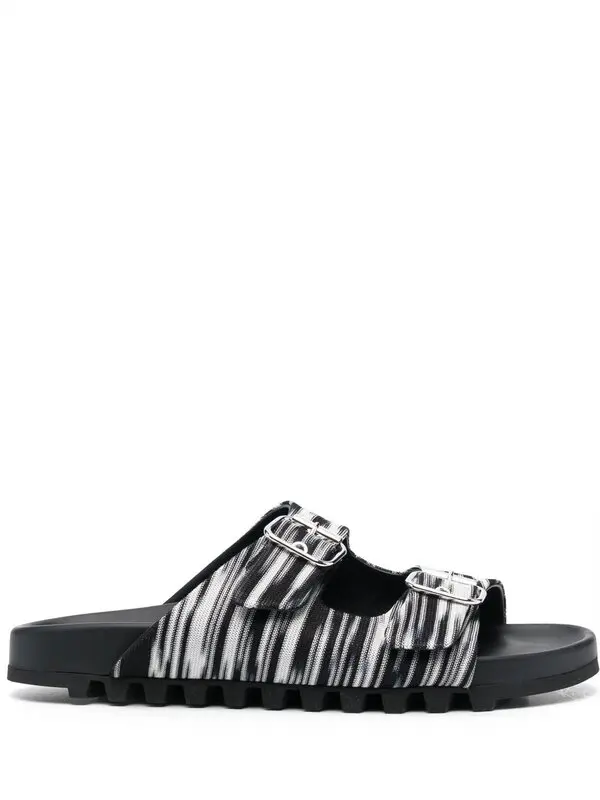 Missoni Double-buckle Knitted Slides - Black
