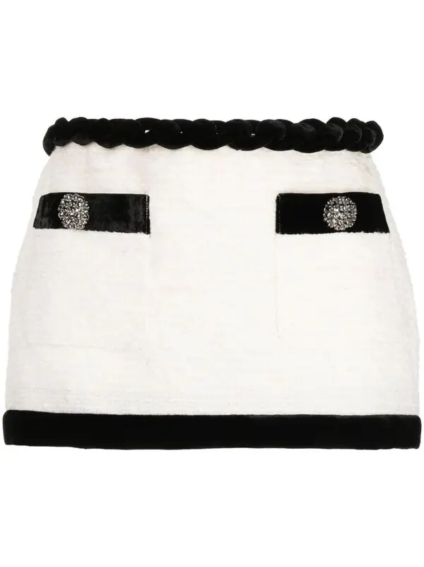 AREA Button-embellished Mini Skirt - White