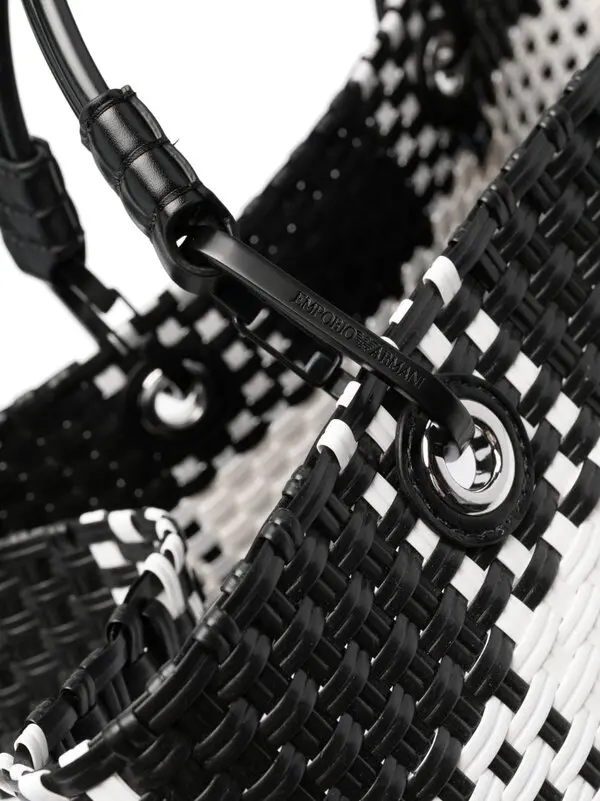 Emporio Armani Check-pattern Woven Tote Bag