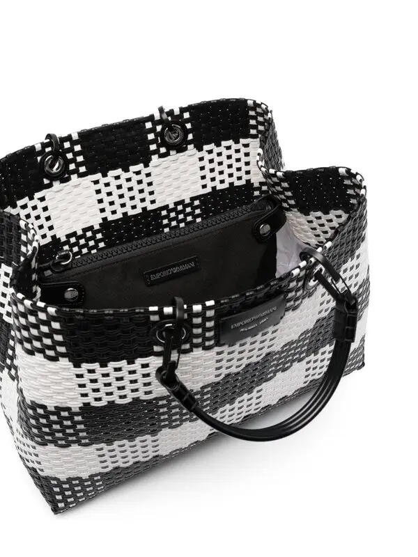 Emporio Armani Check-pattern Woven Tote Bag