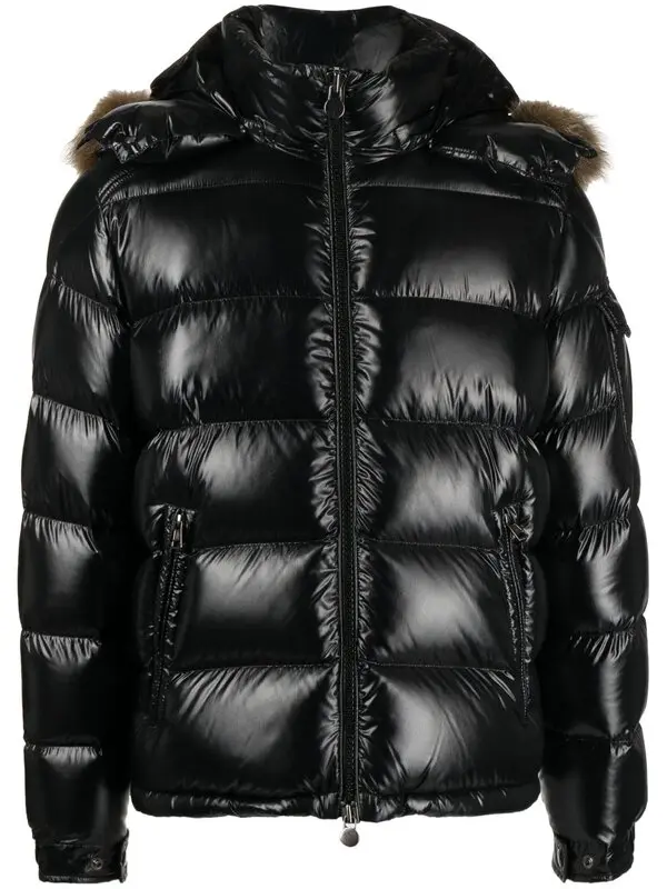 Fur Trimmed Maya Faux Fur Hood Bubble Coat Moncler Maya Fur
