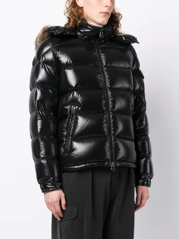 Moncler Maya Black Moncler Coat With Fur Moncler Maya Fur-Trimmed