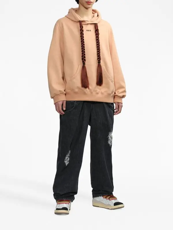 Doublet Braided-Hair Cotton Hoodie In Neutrals - 50% Off
