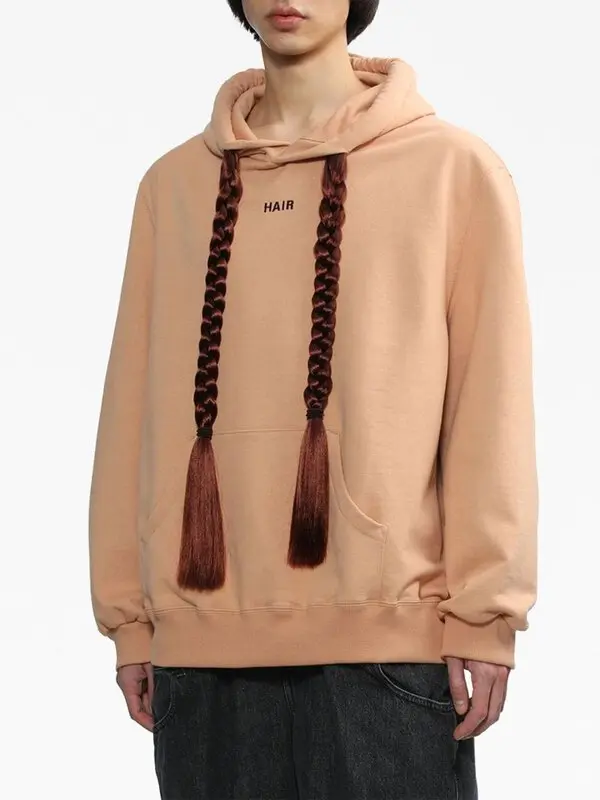 Doublet Braided-Hair Cotton Hoodie In Neutrals - 50% Off