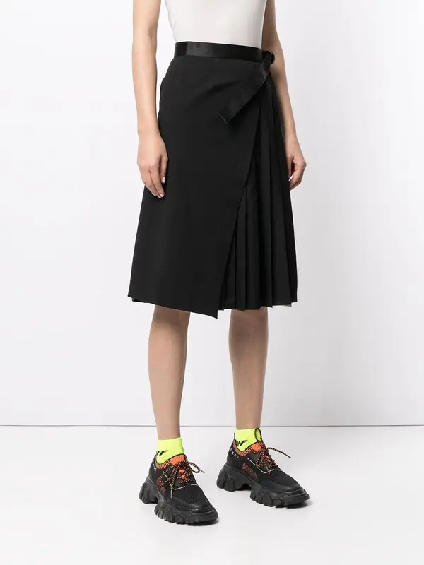 Off-White Logo-tape Detail Pleated Skirt - Black