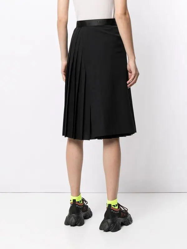 Off-White Logo-tape Detail Pleated Skirt - Black