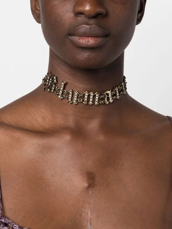 Blumarine Crystal-embellished Logo Necklace