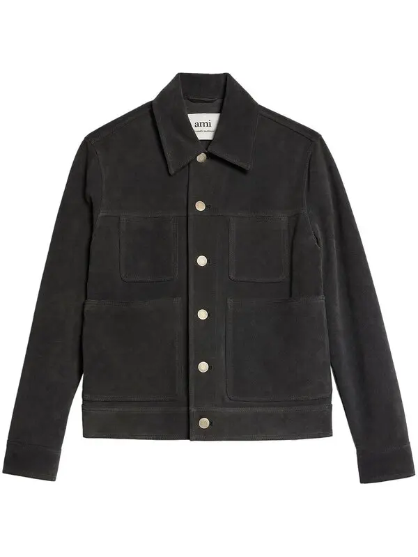 AMI Paris Button-up Suede Jacket