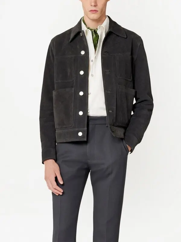 AMI Paris Button-up Suede Jacket