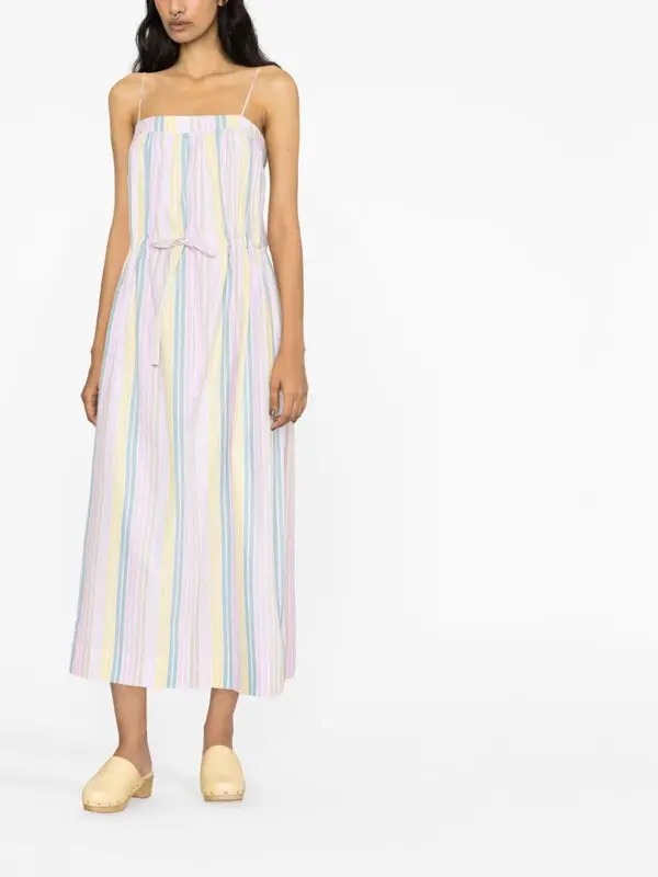 GANNI Striped Organic-cotton Midi Dress