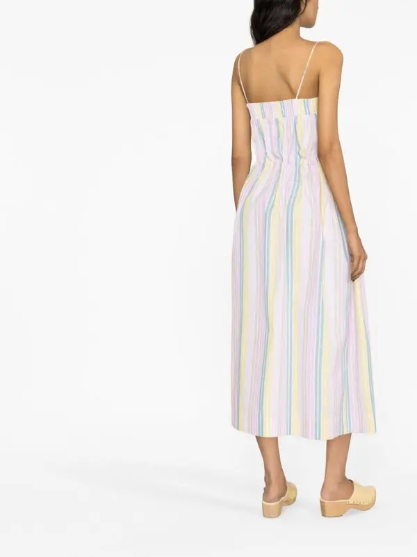 GANNI Striped Organic-cotton Midi Dress