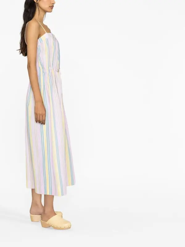 GANNI Striped Organic-cotton Midi Dress