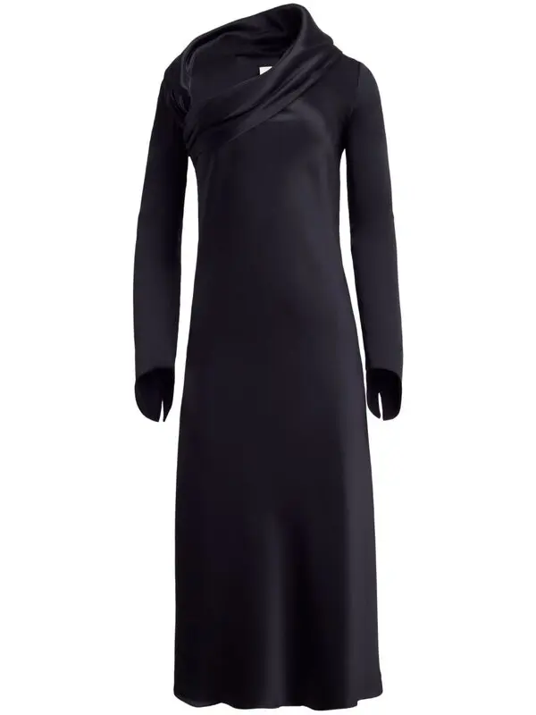 Khaite Olivier Silk Midi Dress - Black