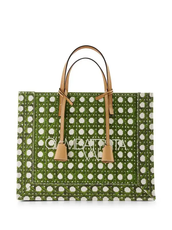 Giambattista Valli Woven-print Canvas Tote Bag - Green