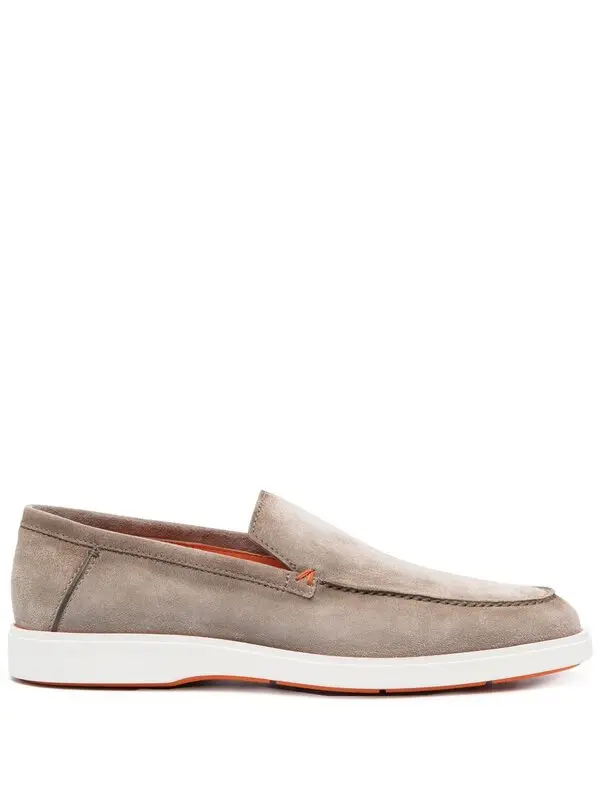 Santoni Almond-toe Suede Loafers