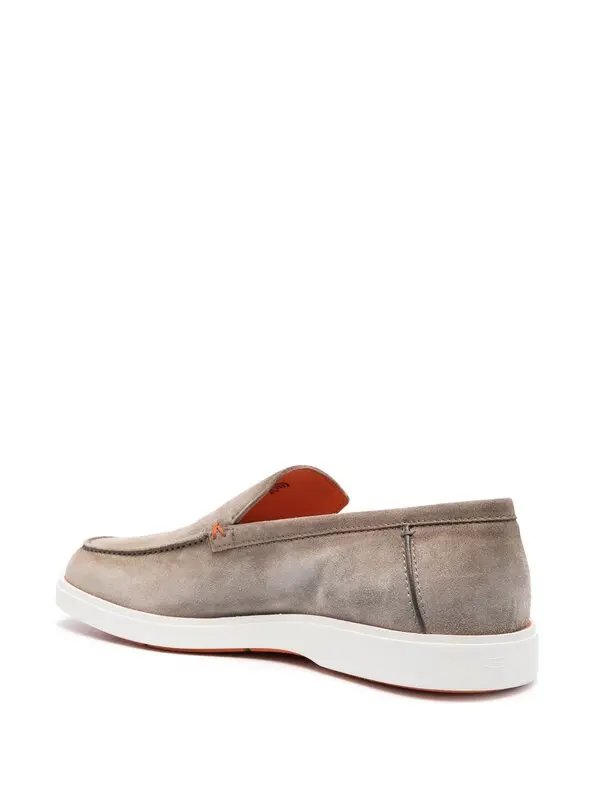 Santoni Almond-toe Suede Loafers
