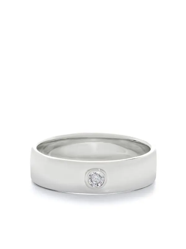 Monica Vinader Diamond Essential Flat-band Ring - Silver