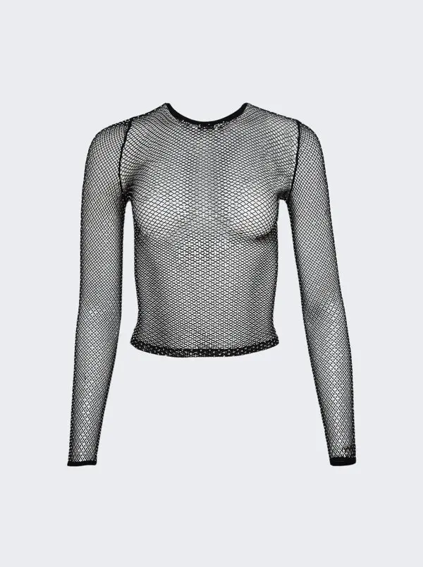Balenciaga Crystal Mesh Top - Black