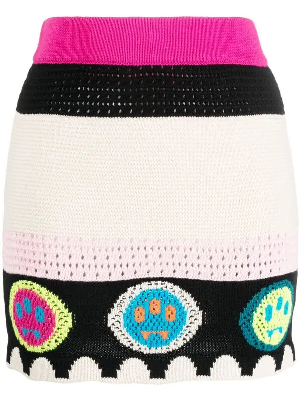 BARROW Logo-jacquard Knitted Mini Skirt - Pink