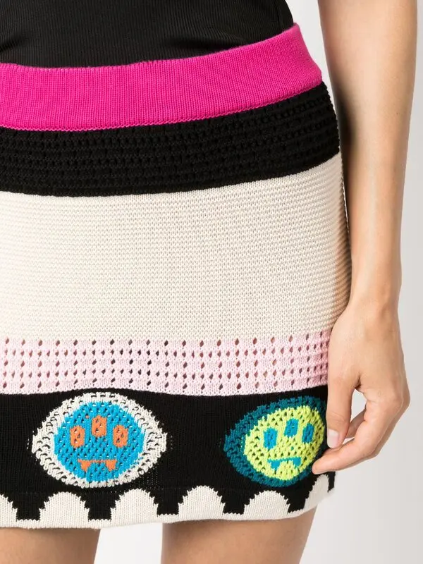 BARROW Logo-jacquard Knitted Mini Skirt - Pink
