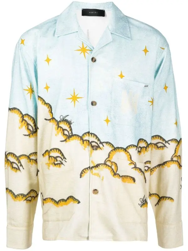 Amiri Sunscape-print Cotton Shirt - Blue