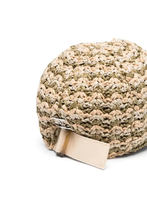 Alberta Ferretti Crochet-knit Raffia Cap - Neutrals