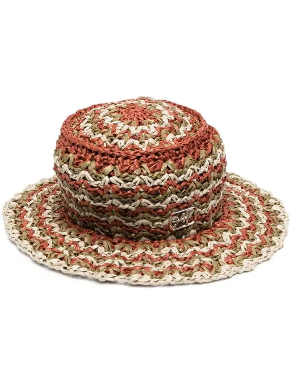Alberta Ferretti Crochet-knit Raffia Hat - Brown