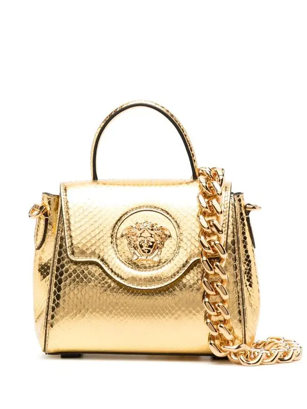 Versace Small La Medusa Python-effect Tote Bag