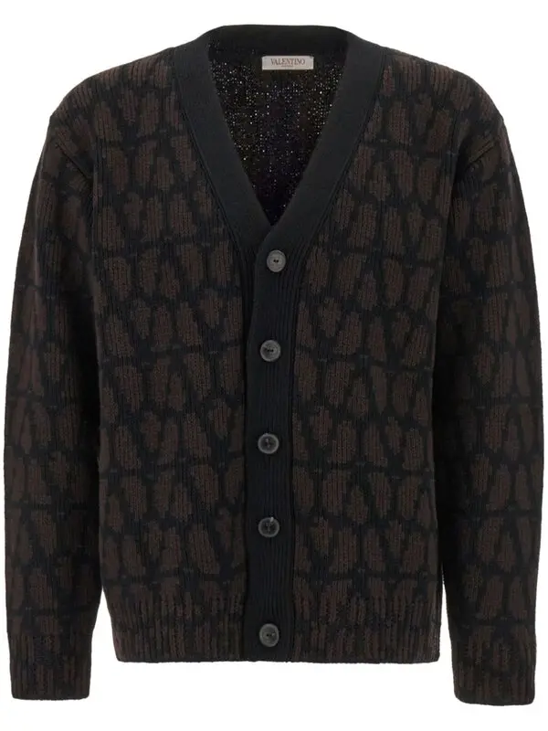 Valentino Garavani Toile Iconographe Wool Cardigan - Brown
