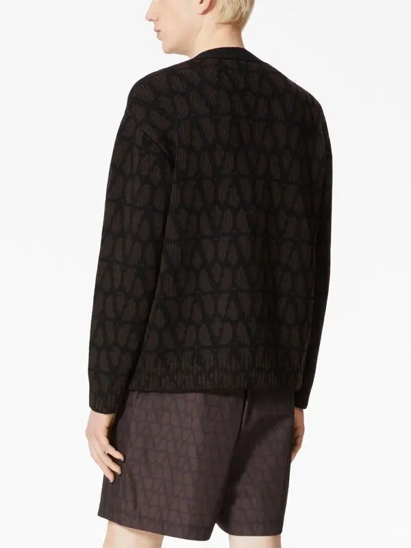 Valentino Garavani Toile Iconographe Wool Cardigan - Brown