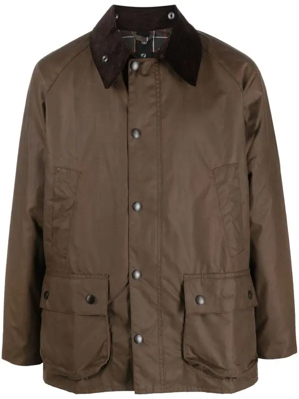 Barbour Bedale Wax Jacket With Logo Embroidery - Brown