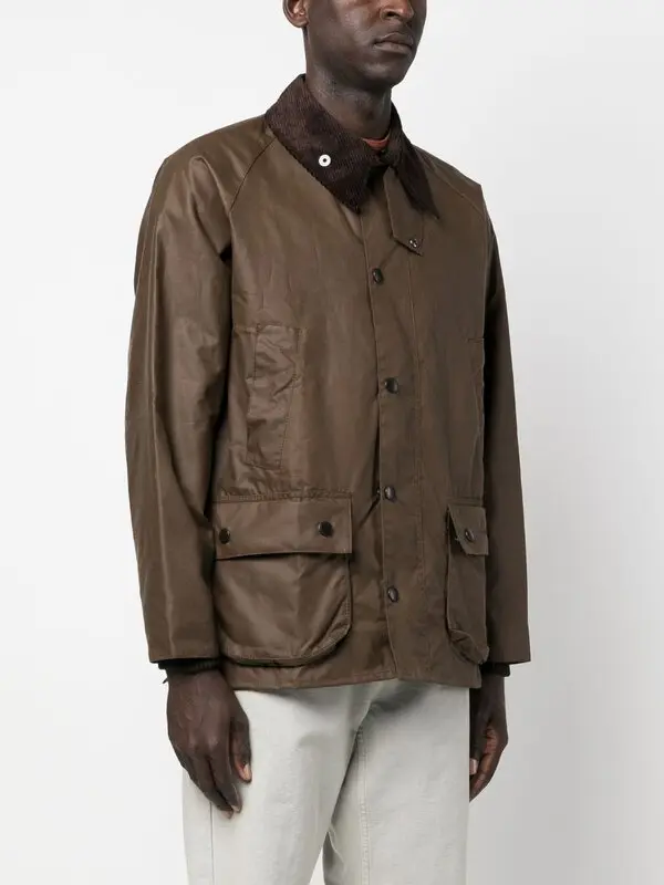 Barbour Bedale Wax Jacket With Logo Embroidery - Brown