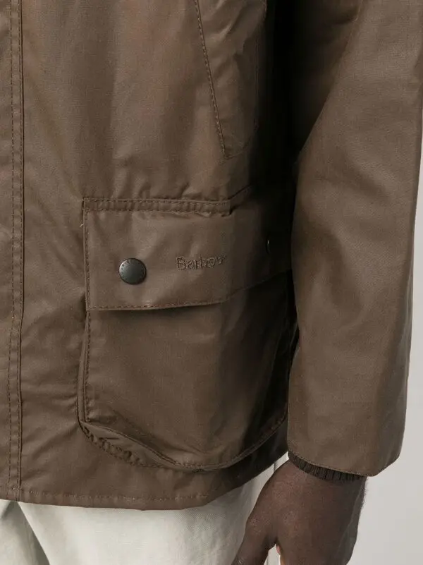 Barbour Bedale Wax Jacket With Logo Embroidery - Brown