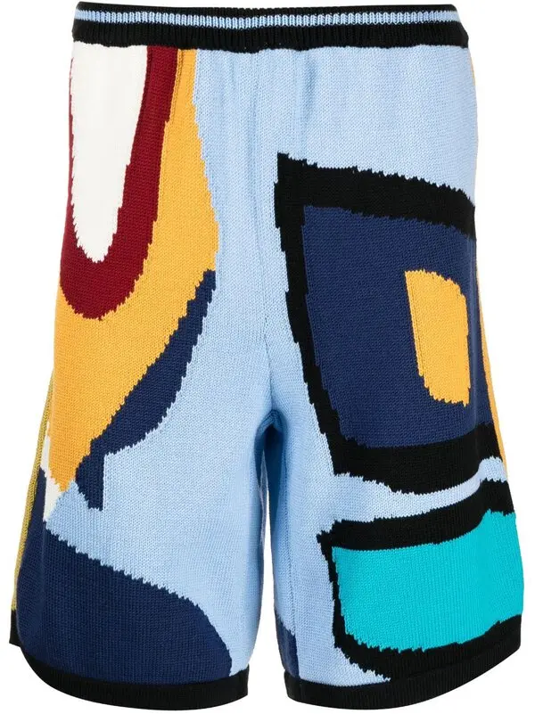 BETHANY WILLIAMS Abstract-print Knitted Shorts - Blue
