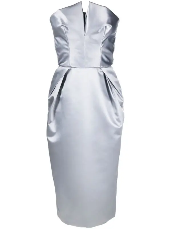 MAISON MARGIELA Cintzed Satin Midi Dress - Blue