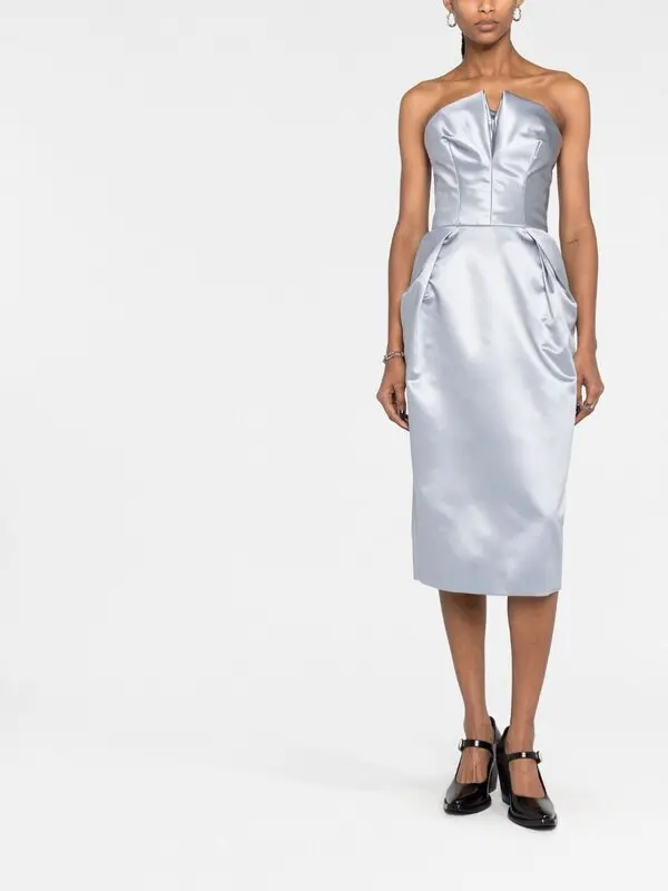 MAISON MARGIELA Cintzed Satin Midi Dress - Blue