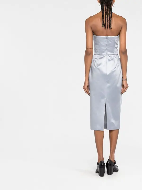 MAISON MARGIELA Cintzed Satin Midi Dress - Blue