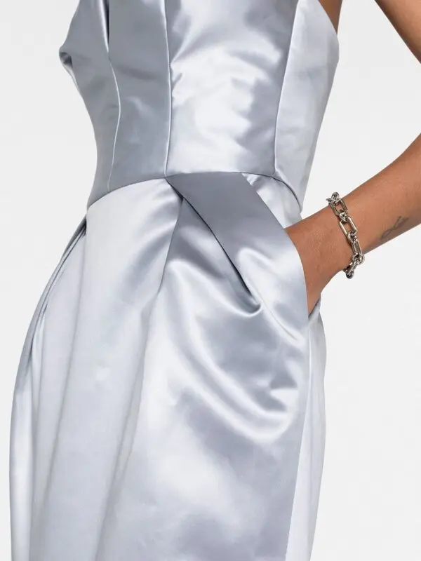 MAISON MARGIELA Cintzed Satin Midi Dress - Blue