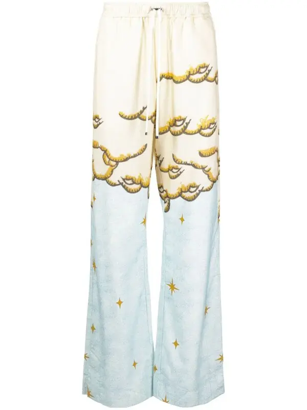 Amiri Sunscape-print Flared Trousers - Yellow