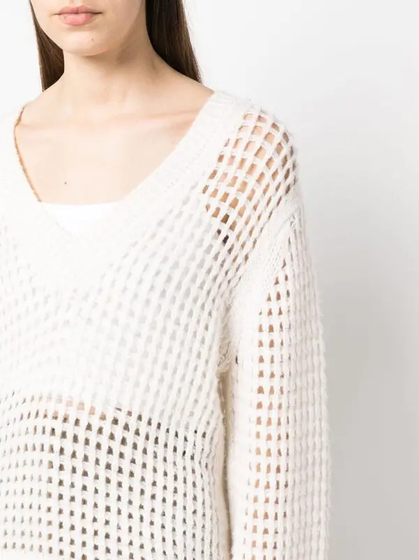 Dorothee Schumacher V-neck Open Knit Sweatshirt