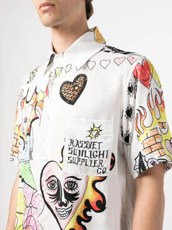 RASSVET Drawstrings Graphic-print Shirt