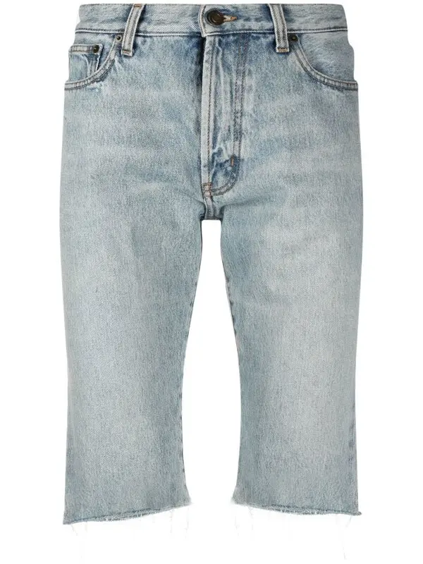 Saint Laurent Raw-cut Edge Denim Shorts