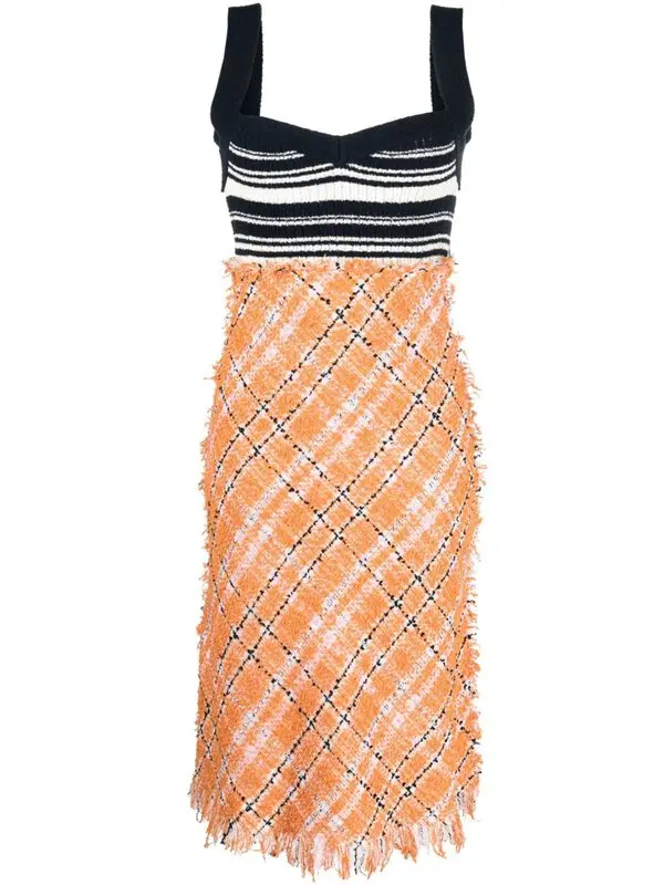 Marni Tweed-skirt Knitted Dress - Orange