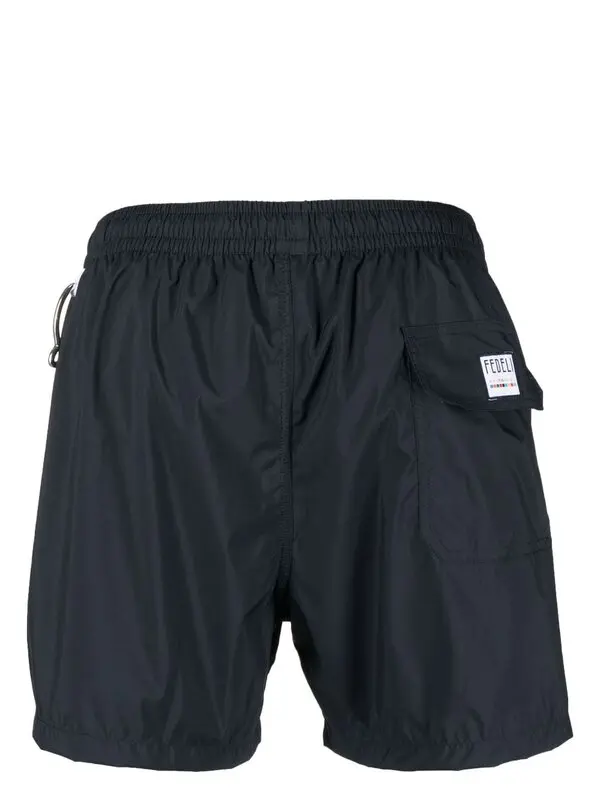 Fedeli Logo-patch Swim Shorts - Blue