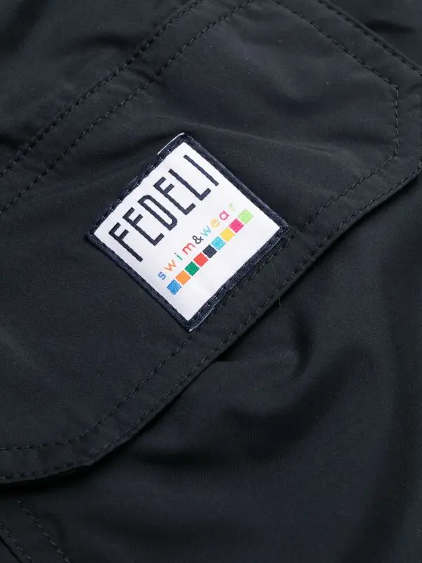 Fedeli Logo-patch Swim Shorts - Blue