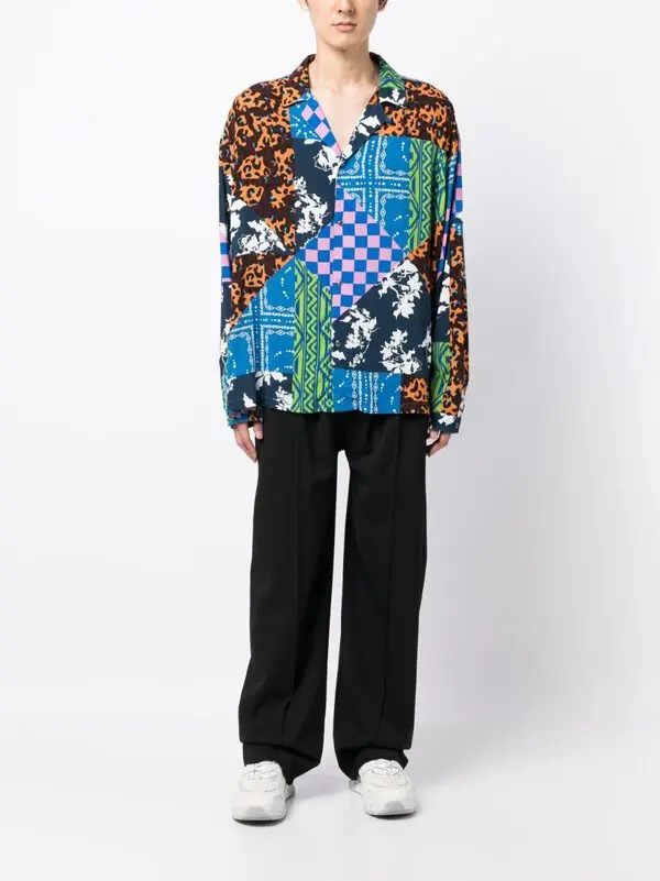 COUNTY OF MILAN Mix-print Camp Collar Shirt