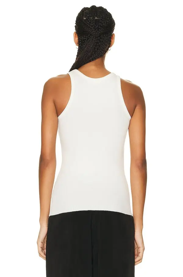 Eterne High Neck Fitted Tank Top - Cream